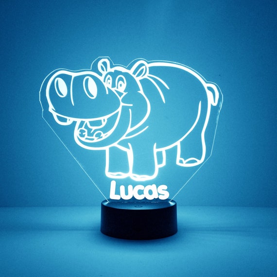 Light up Hippopotamus custom Engraved Hippo Night Light | Etsy