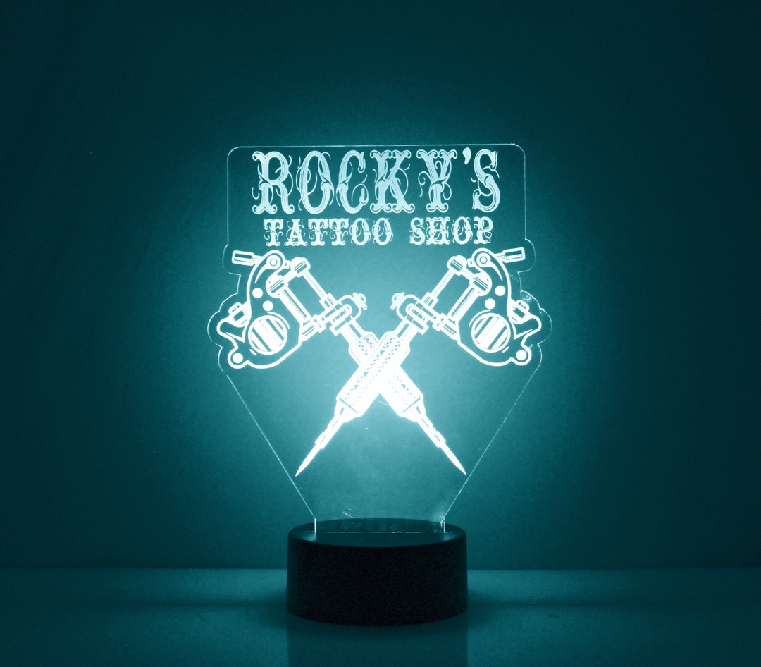 Tattoo Shop Acrylic Light up Sign, Custom Engraved Table Light ...