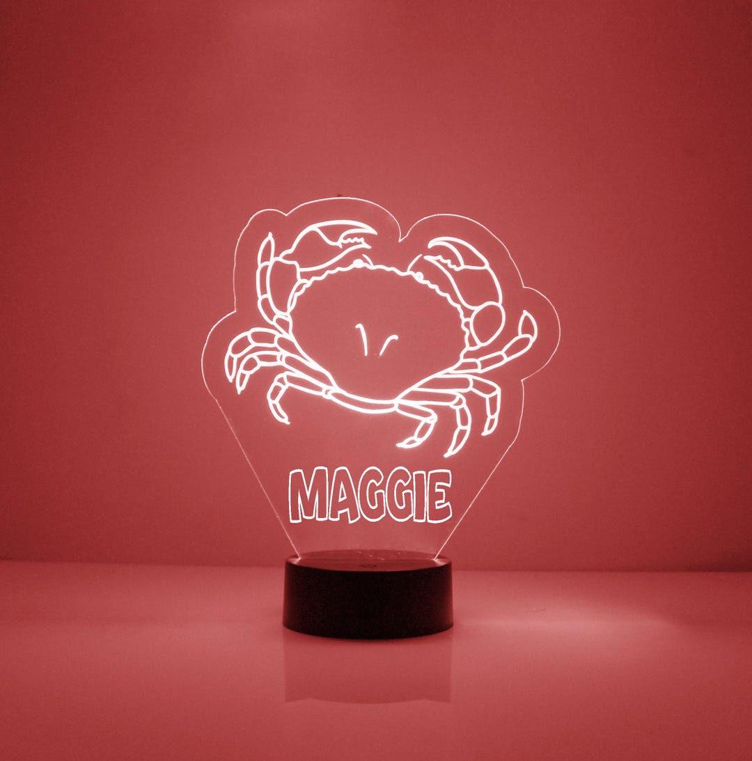 Light up Crab, Custom Engraved Night Light, Personalized Free, 16 Color ...