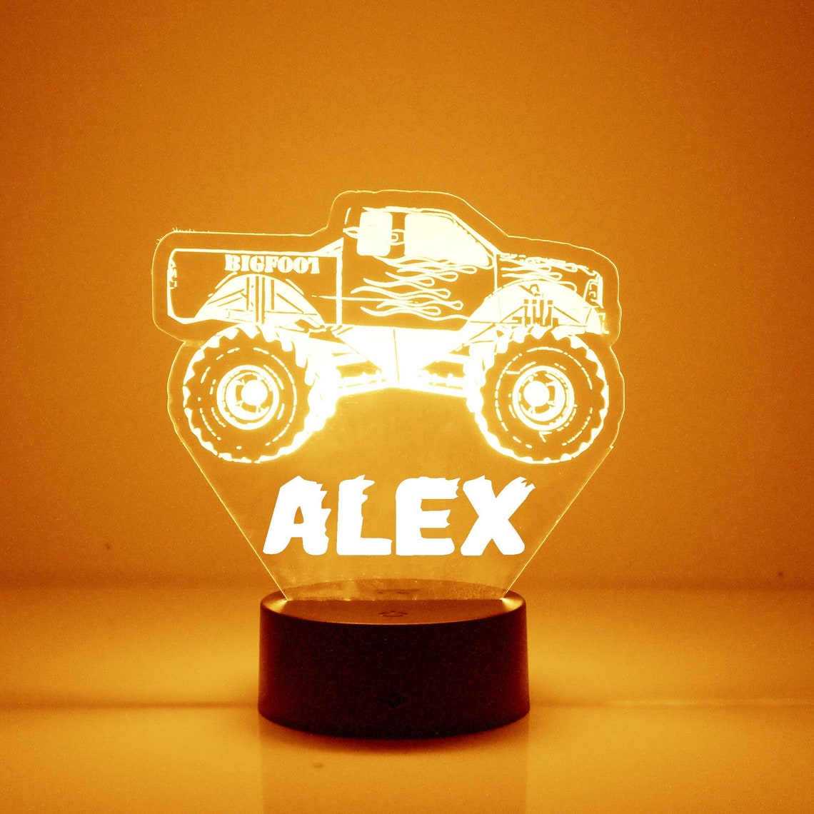 Monster Truck Light Up, Custom Engraved Night Light, Personalized Free ...
