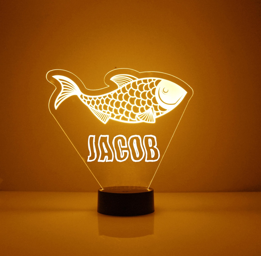 Light up Fish, Custom Engraved Night Light, Personalized Free, 16 Color ...