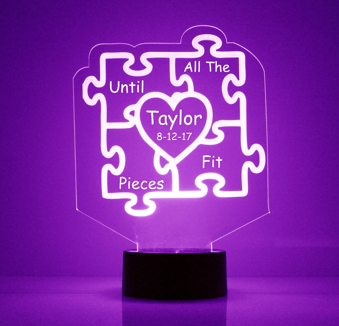 Autism Awareness Puzzle Piece, Custom Engraved Night Light ...