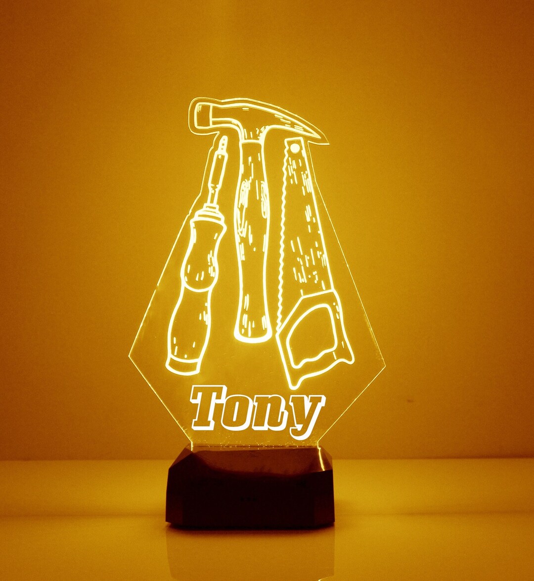 Light up Acrylic Carpentry Tools, Custom Engraved Table Light ...