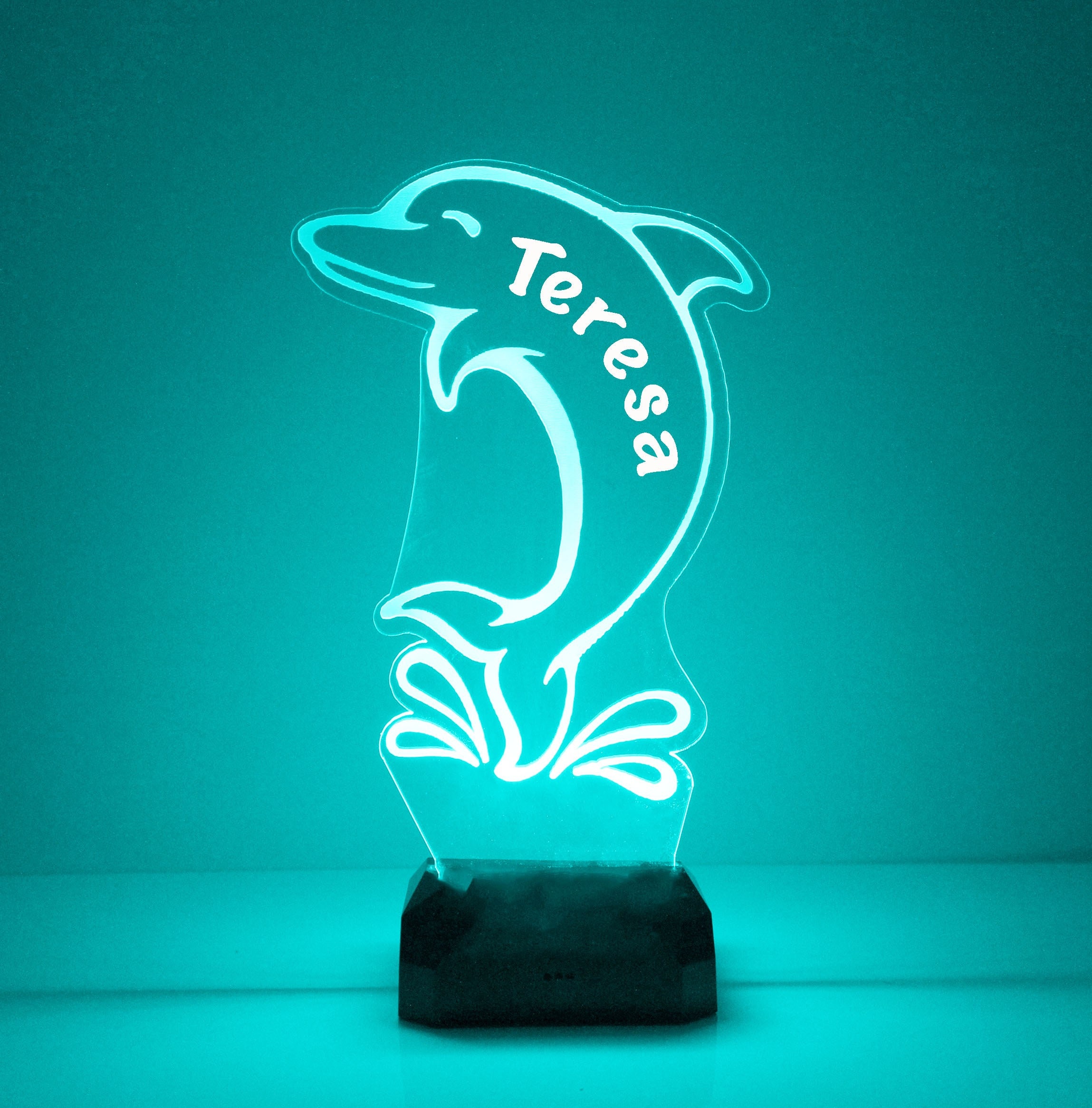 Light up Dolphin Custom Engraved Night Light Personalized | Etsy