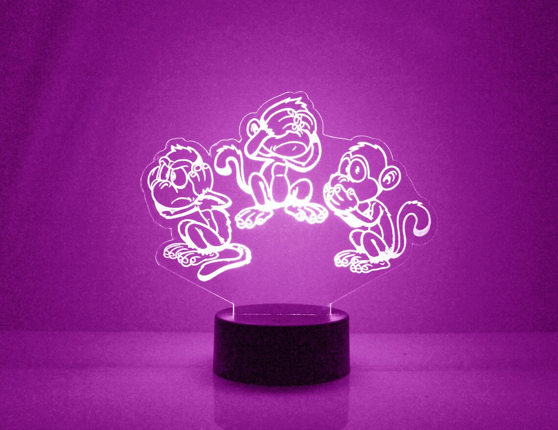 Light up Monkey Custom Engraved Night Light Personalized | Etsy
