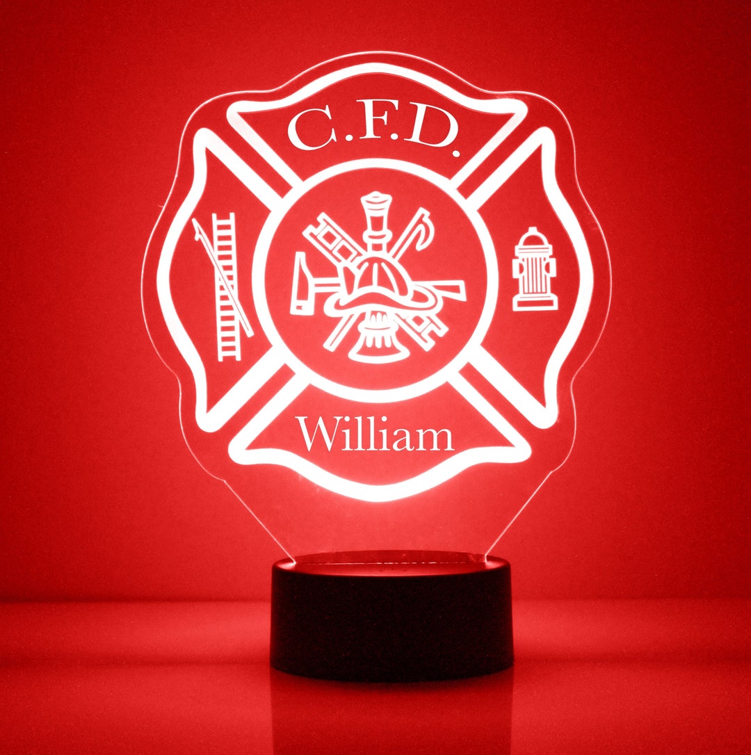 Light up Fire Dept. Sign, Custom Engraved Night Light, Personalized ...