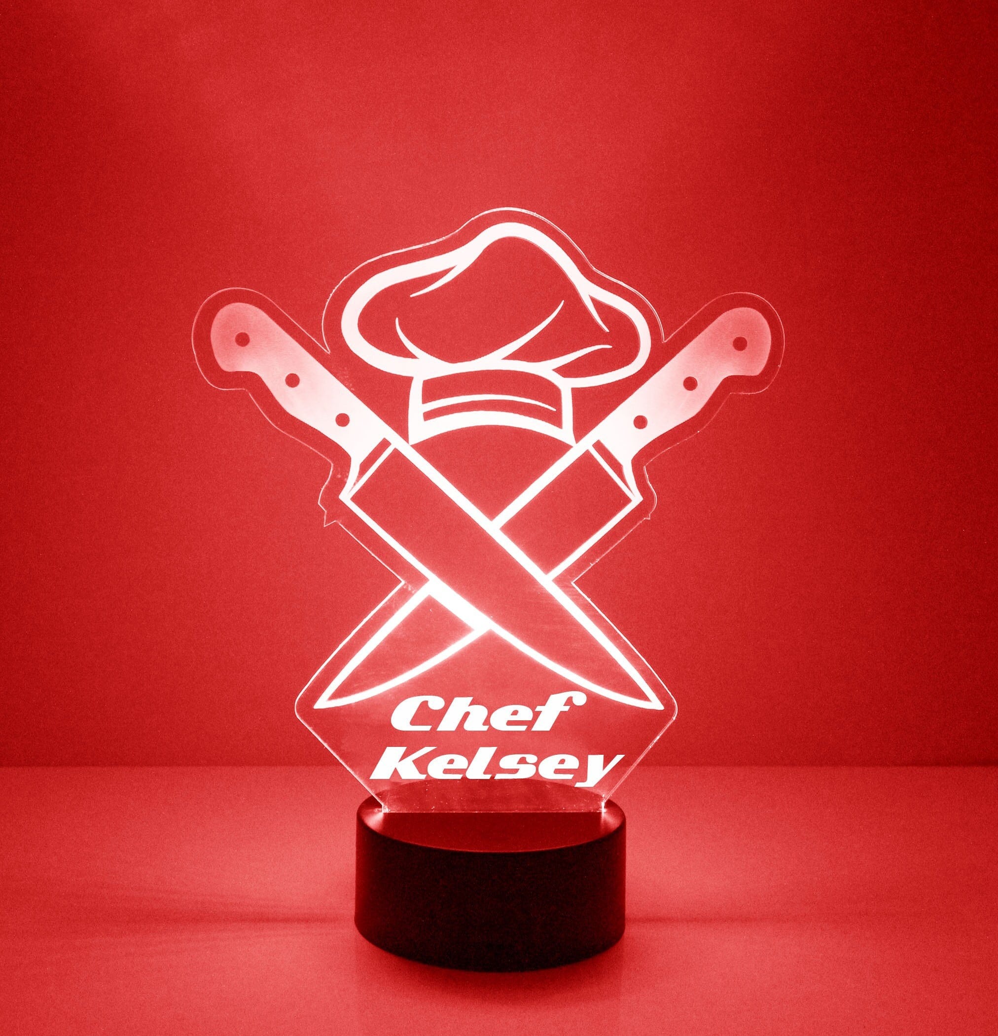 Acrylic Light up Chef's Sign, Custom Engraved Night Light, Personalized ...