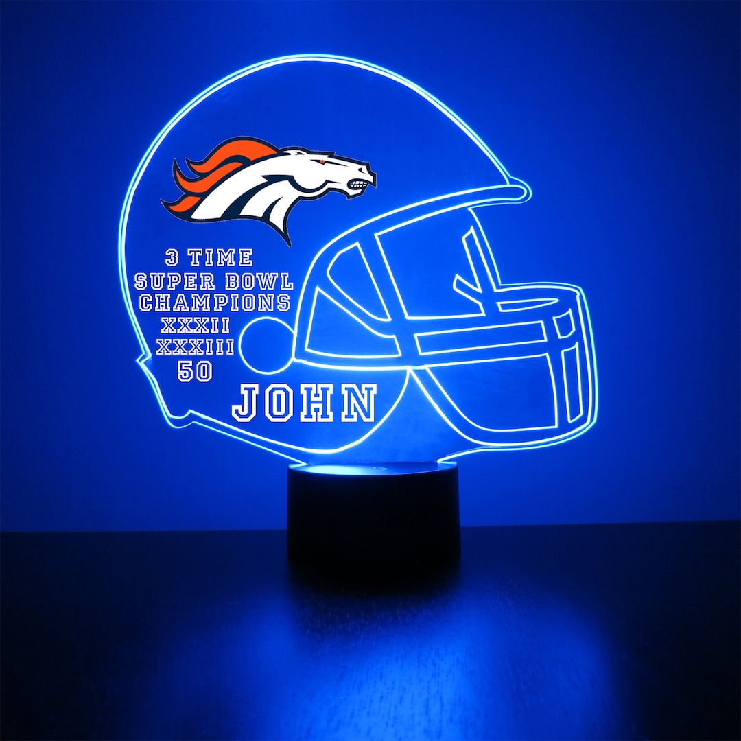 Denver Broncos, LED Football Sports Fan Lamp, Custom Made Night Light ...