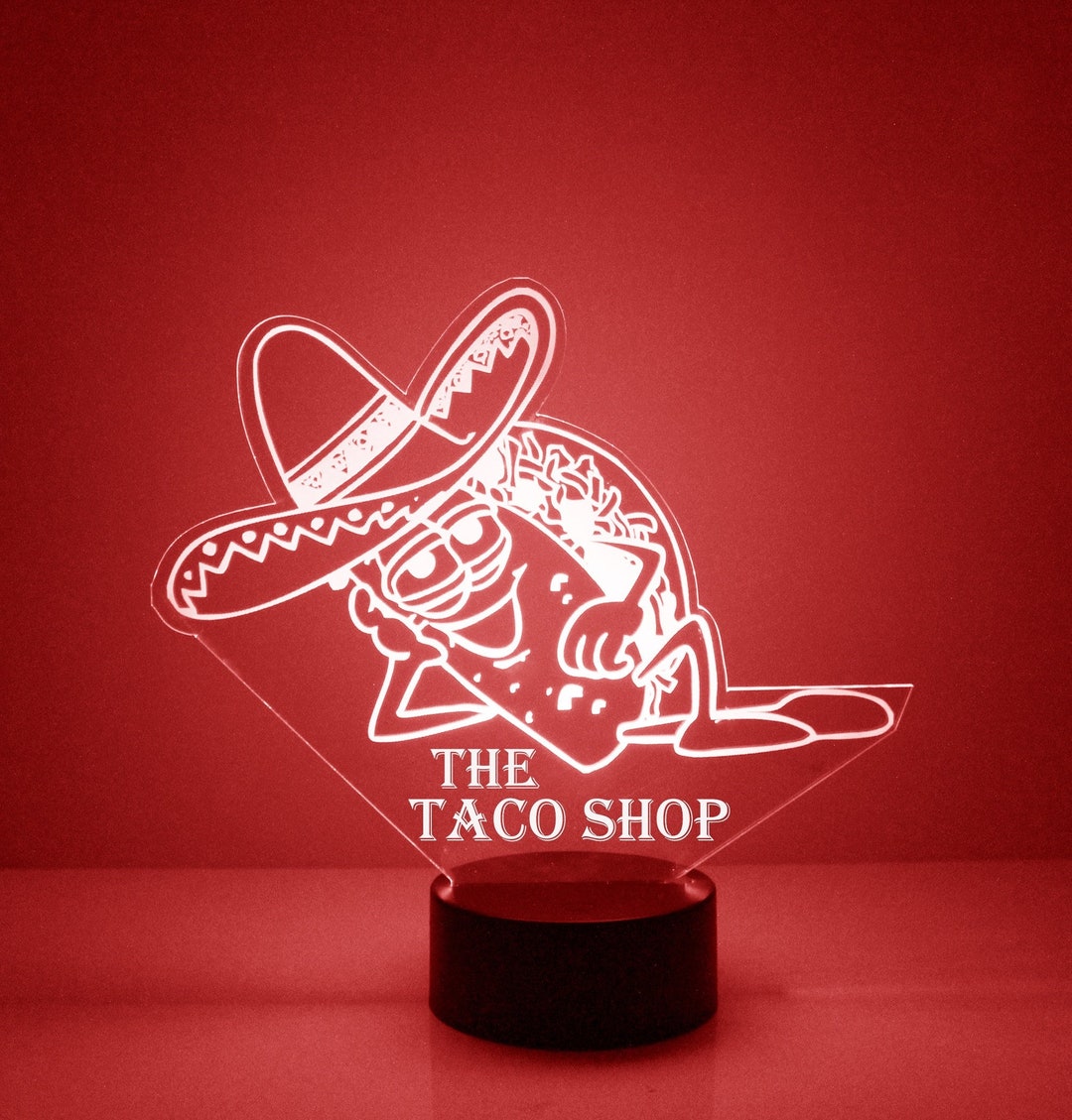 Acrylic Light up Taco Sign, Custom Engraved Night Light, Personalized ...