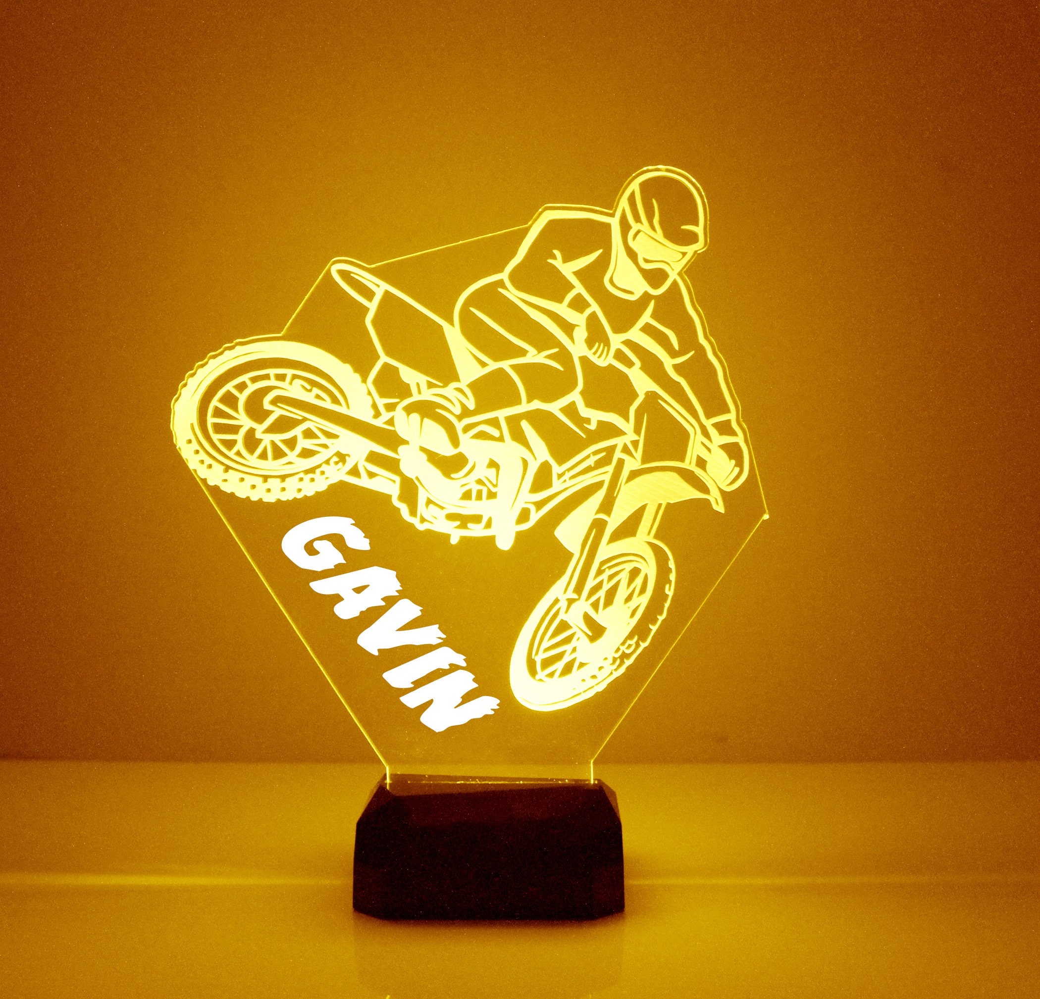 Light up Dirt Bike Custom Engraved Night Light Personalized | Etsy