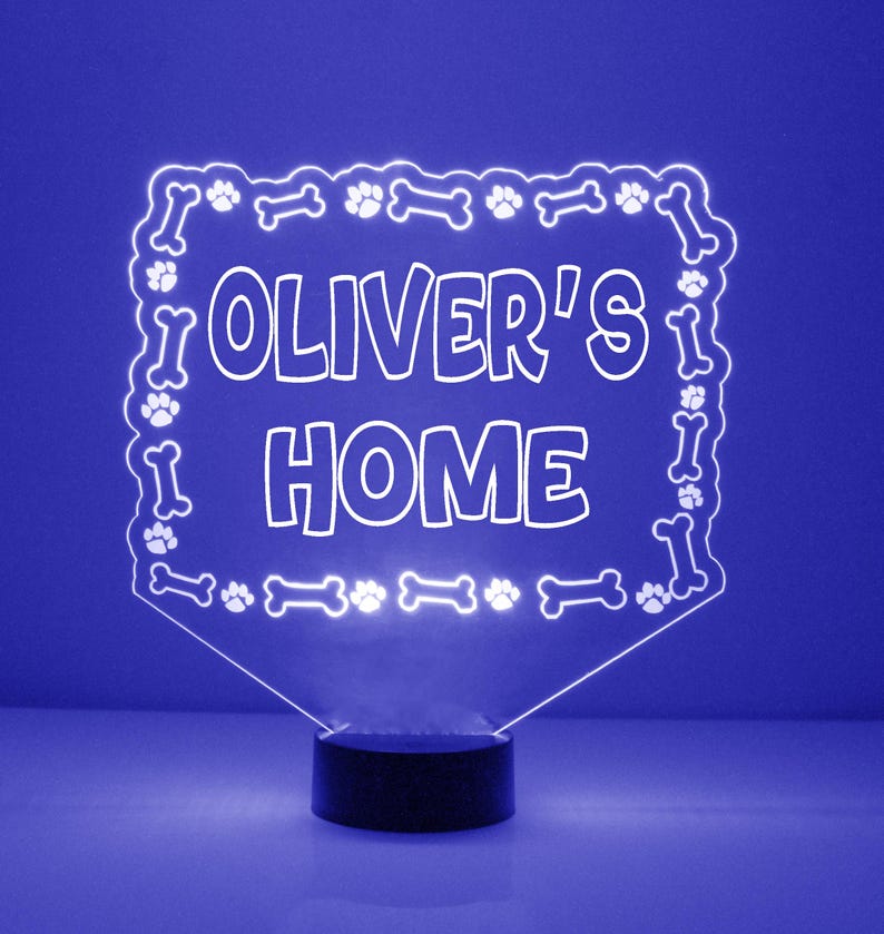 Dog Acrylic Light up , Custom Engraved Light, Personalized Free, 16 ...