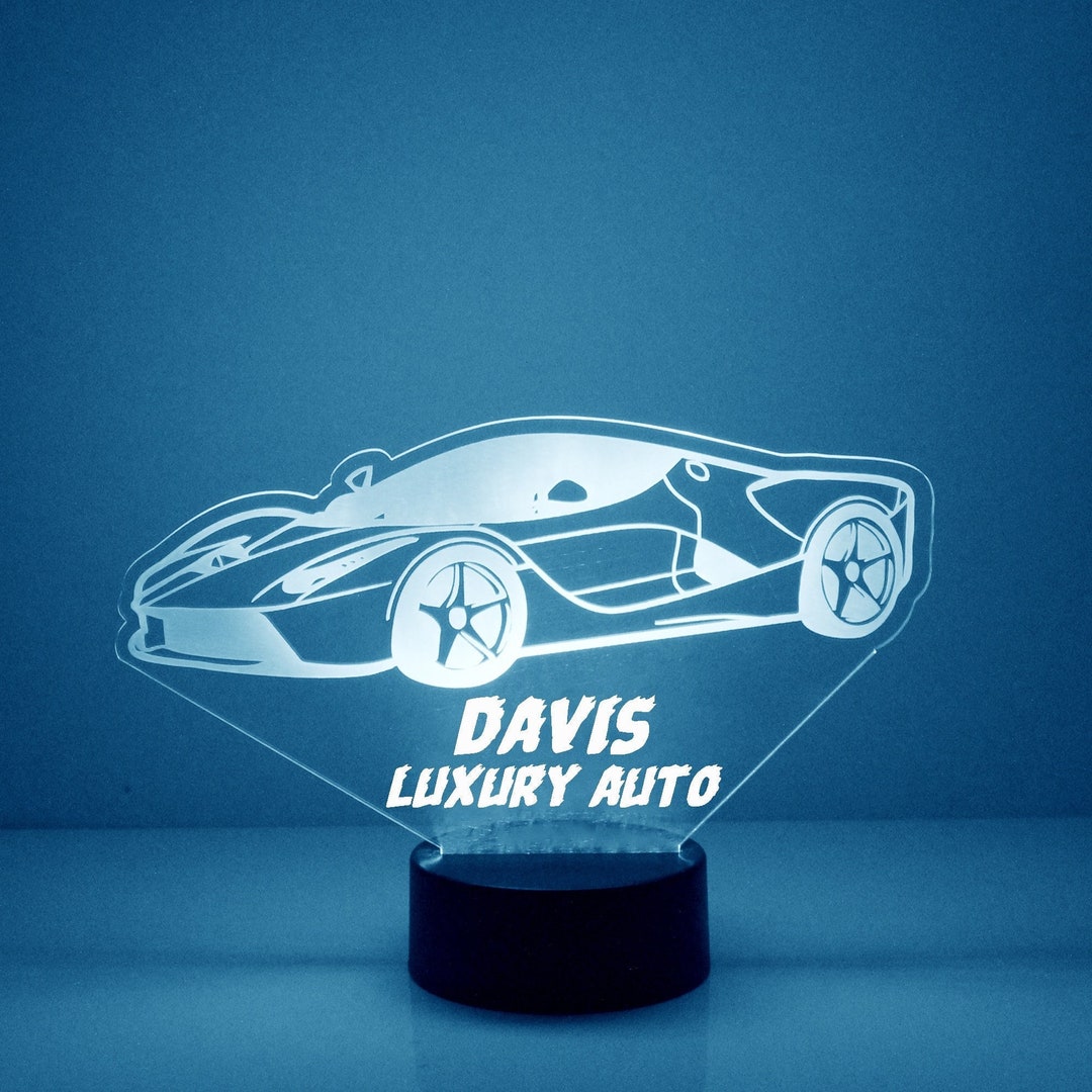 Light up Sports Car, Custom Engraved Night Light, Personalized Free, 16 ...