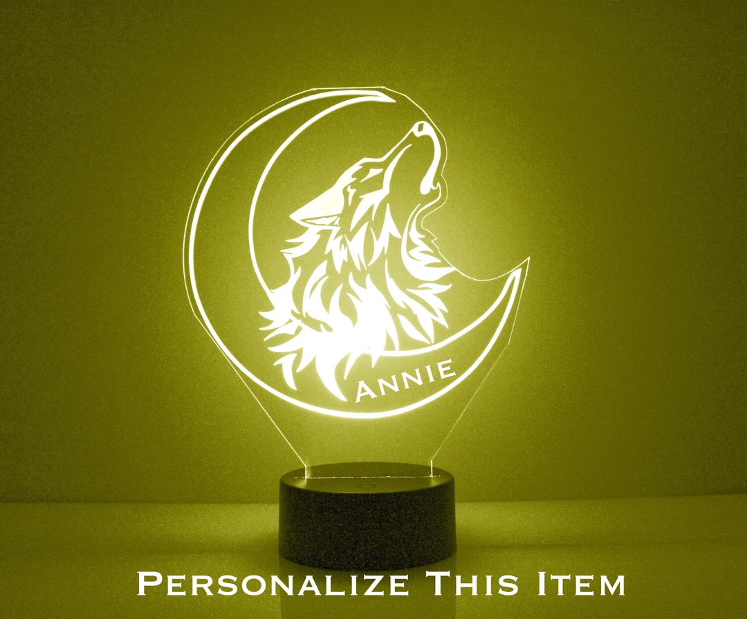 Light up Wolf, Custom Engraved Night Light, Personalized Free, 16 Color ...