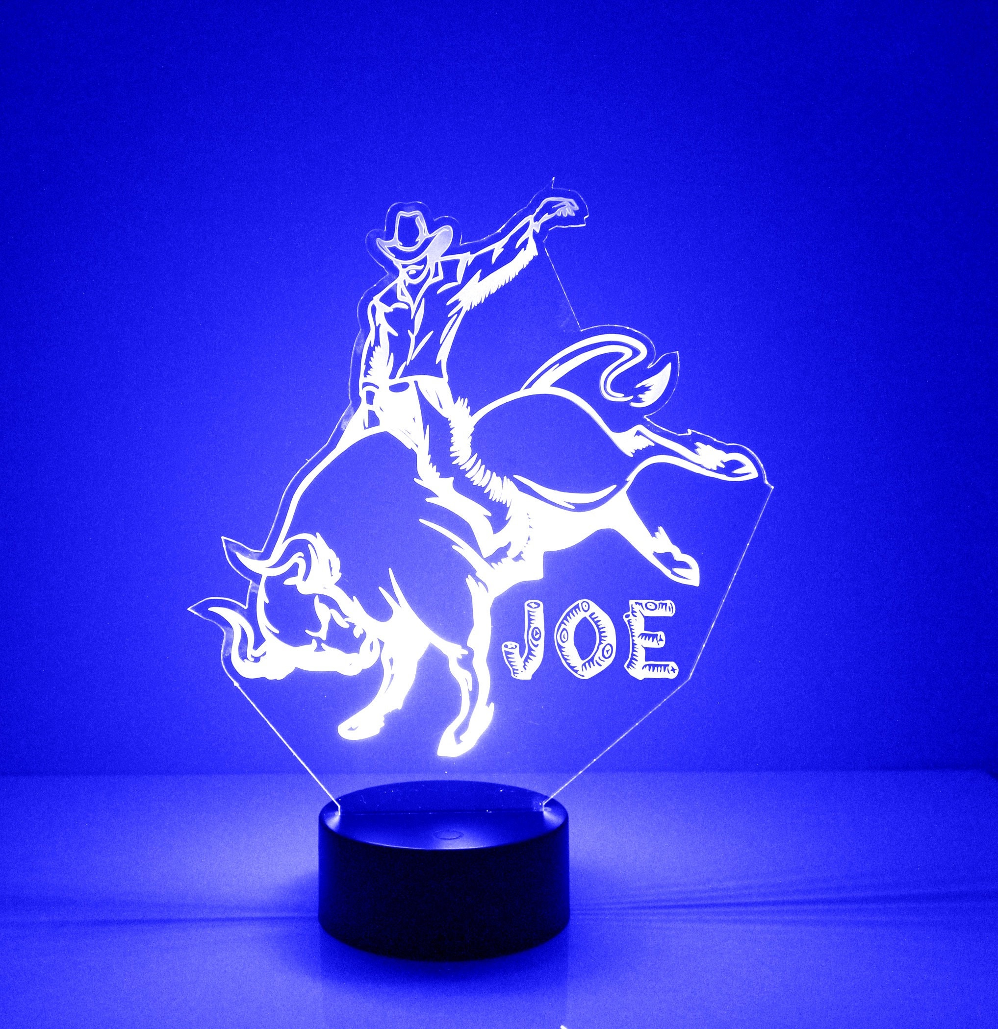 Light up Bull Rider, Custom Engraved Rodeo Night Light, Personalized ...