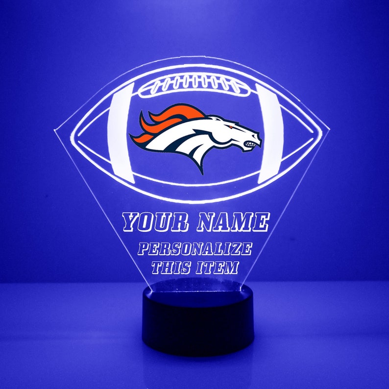 Denver Broncos, LED Football Sports Fan Lamp, Custom Made Night Light ...