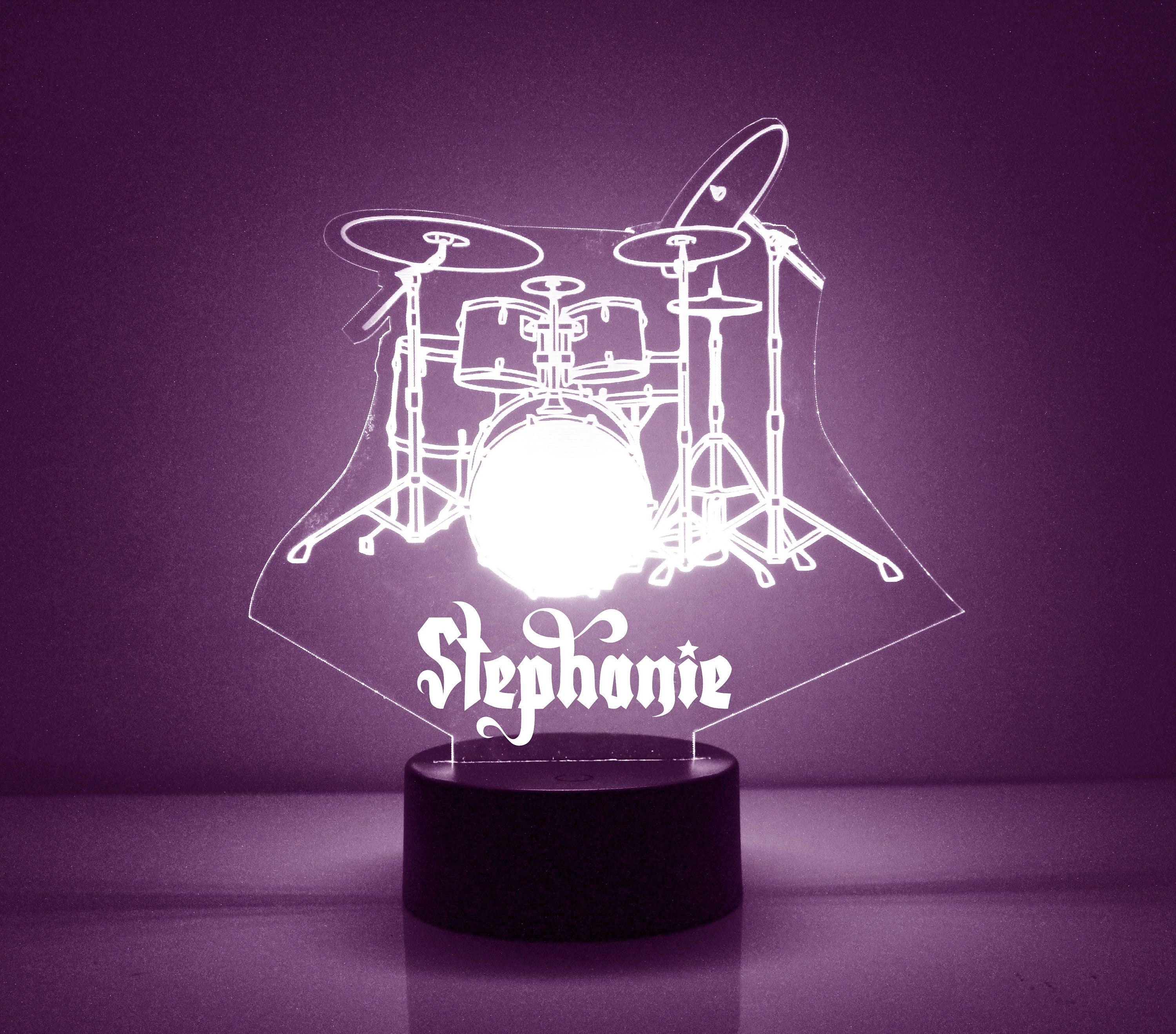 Acrylic Light up Drums, Custom Engraved Night Light, Personalized Free ...