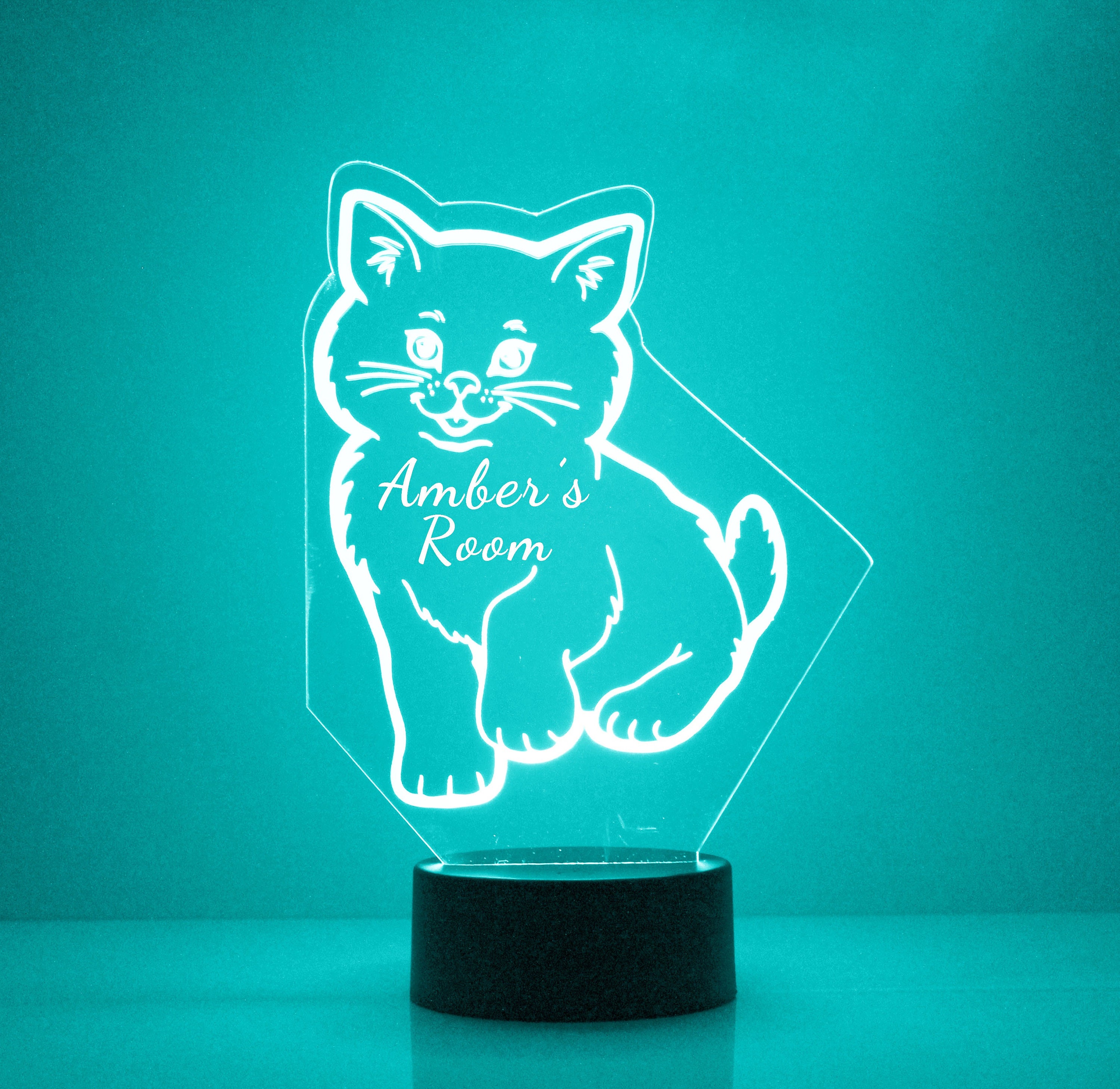 Light up Cute Kitten Custom Engraved Night Light - Etsy
