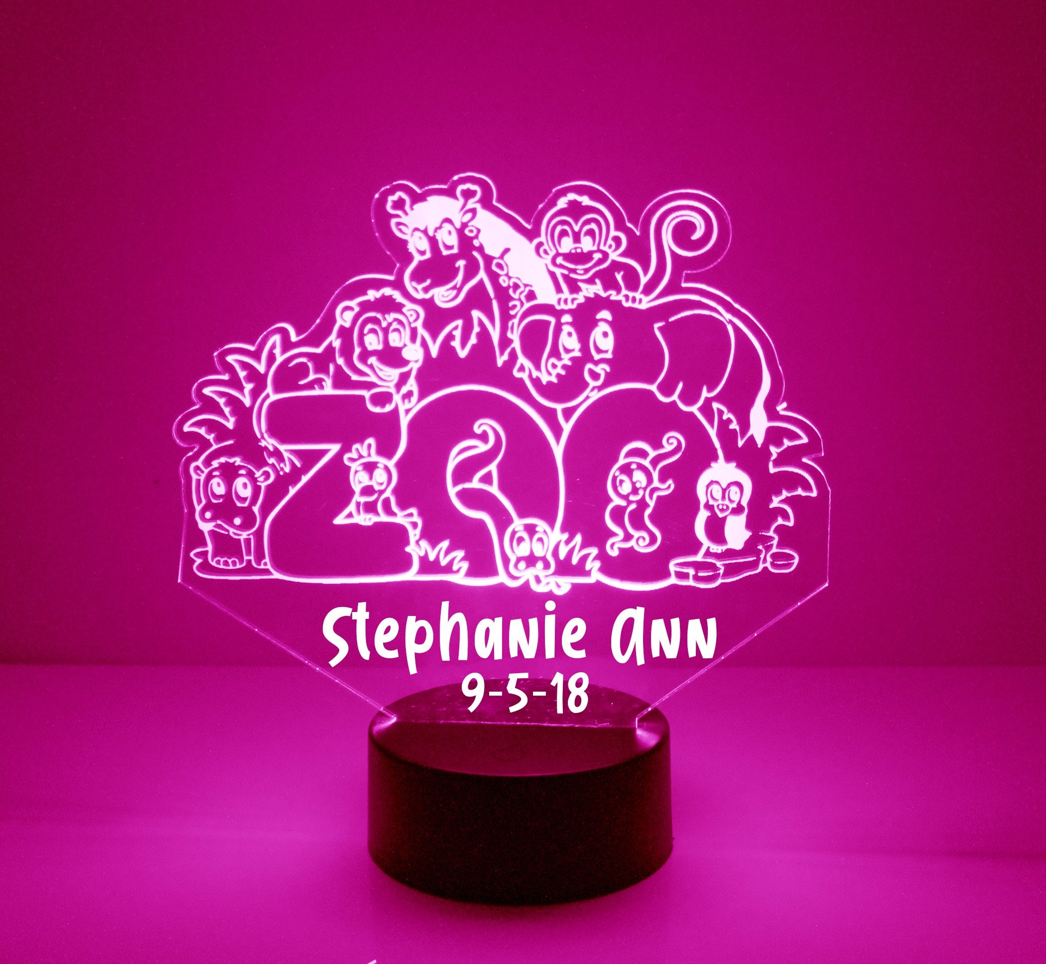 Light up Zoo Animals Custom Engraved Night Light | Etsy