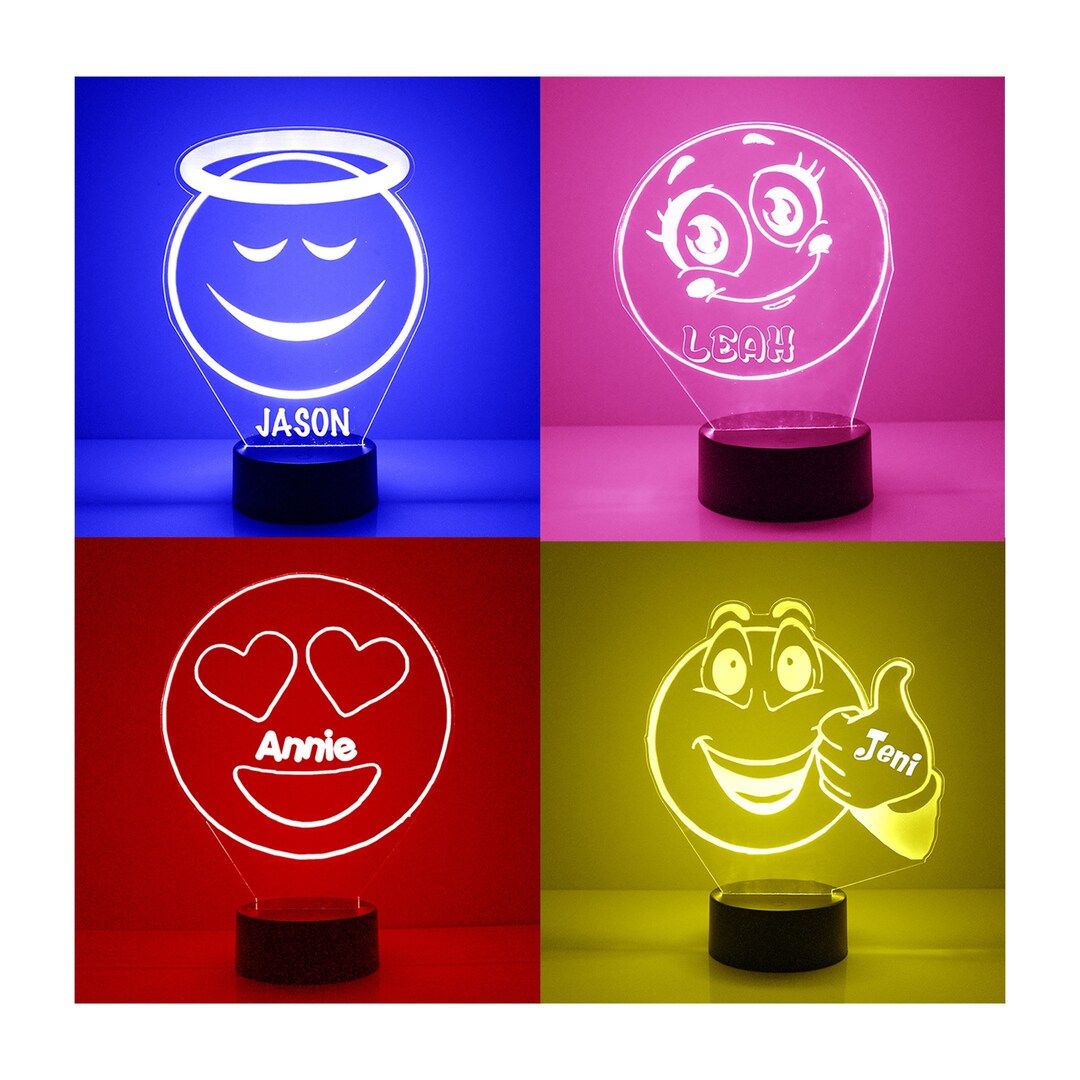 Light up Emoji, Custom Engraved LED Kid's Room Night Light ...