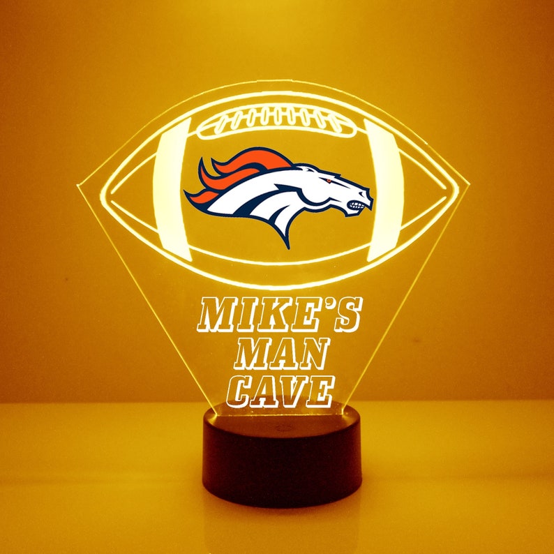 Denver Broncos, LED Football Sports Fan Lamp, Custom Made Night Light ...