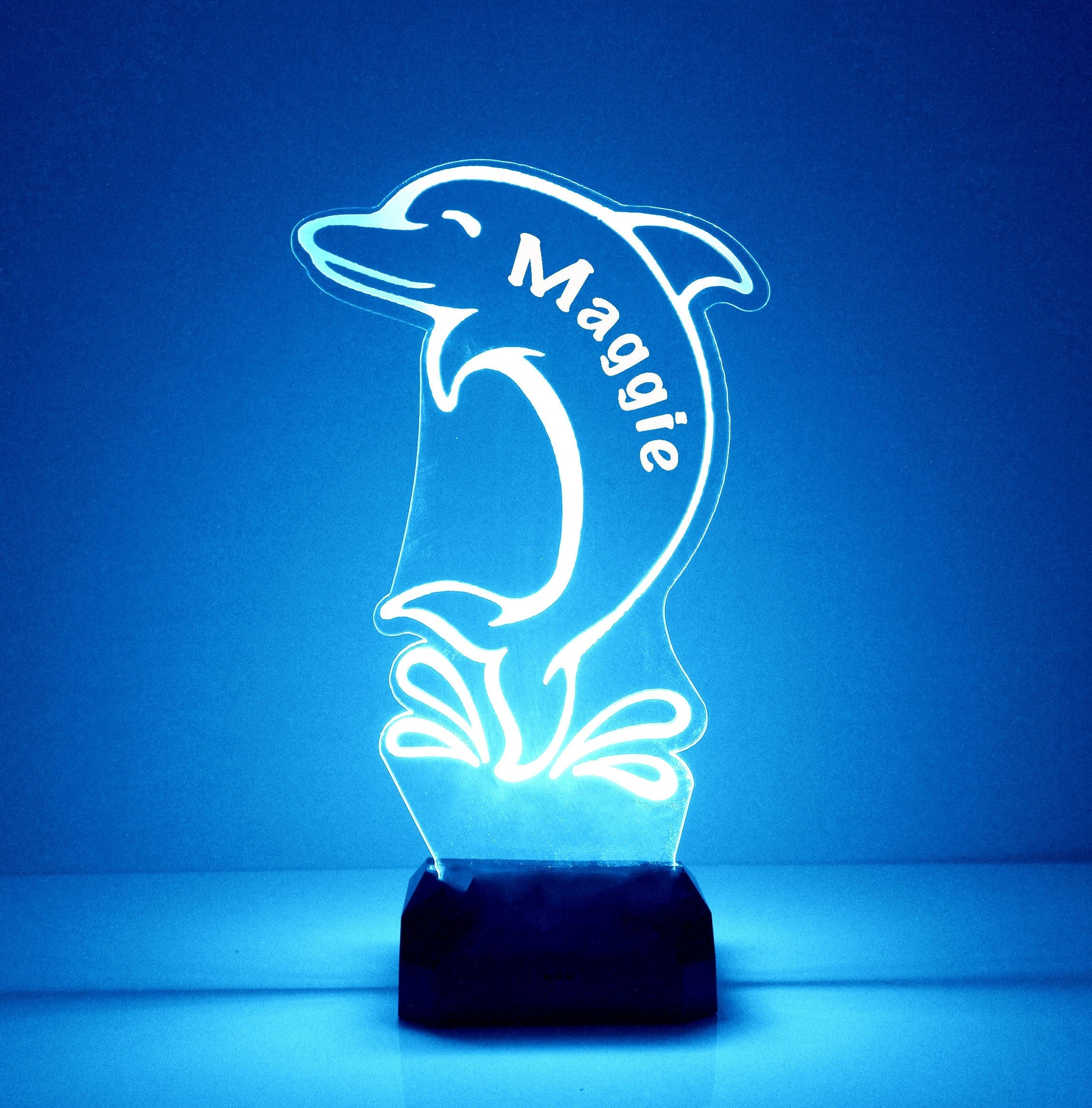 Light up Dolphin Custom Engraved Night Light Personalized | Etsy