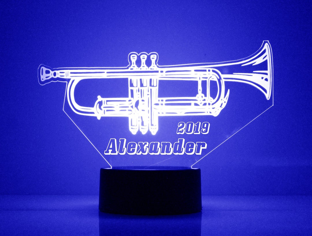 Acrylic Light up Trumpet, Custom Engraved Night Light, Personalized ...