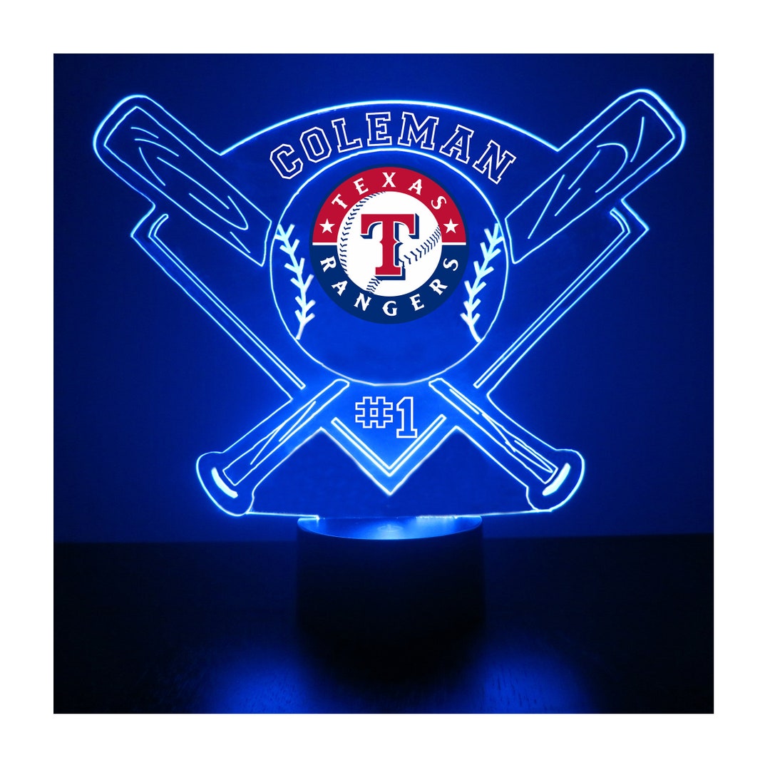 Texas Rangers LED Baseball Sports Fan Lamp, Light Up, Custom Night ...