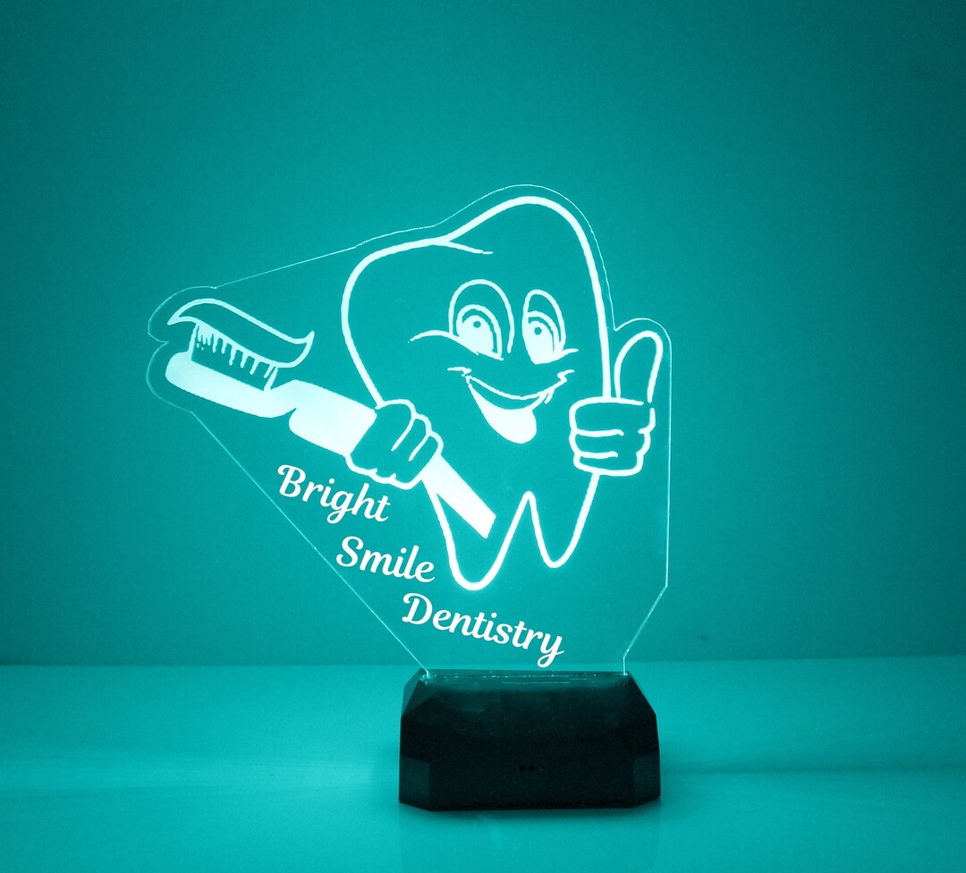 Light up Acrylic Tooth, Custom Engraved Table Light, Personalized Free ...