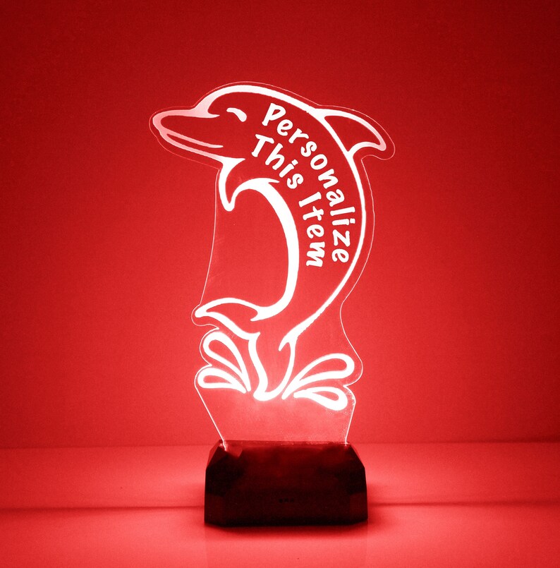 Light up Dolphin Custom Engraved Night Light Personalized | Etsy