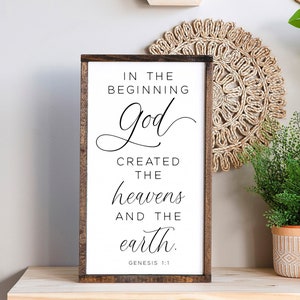 Genesis 1:1 Bible Verse Sign, Scripture Wall Art, Christian Wall Art ...