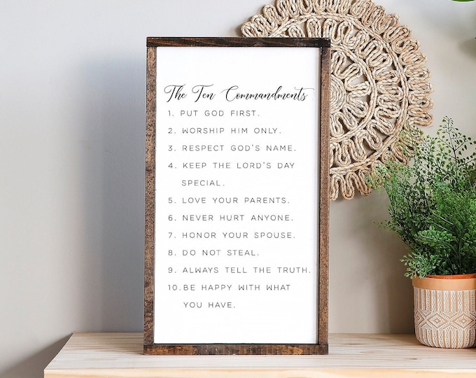 The Ten Commandments Sign, Kids Room Wall Decor, Commandments for Kids ...