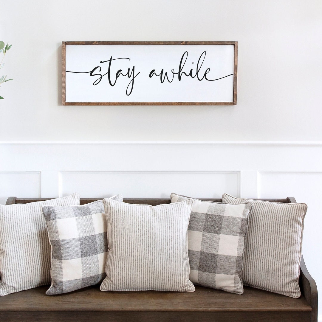 Stay Awhile Sign, Entryway Wall Decor, Guest Bedroom Sign, Wood Sign ...