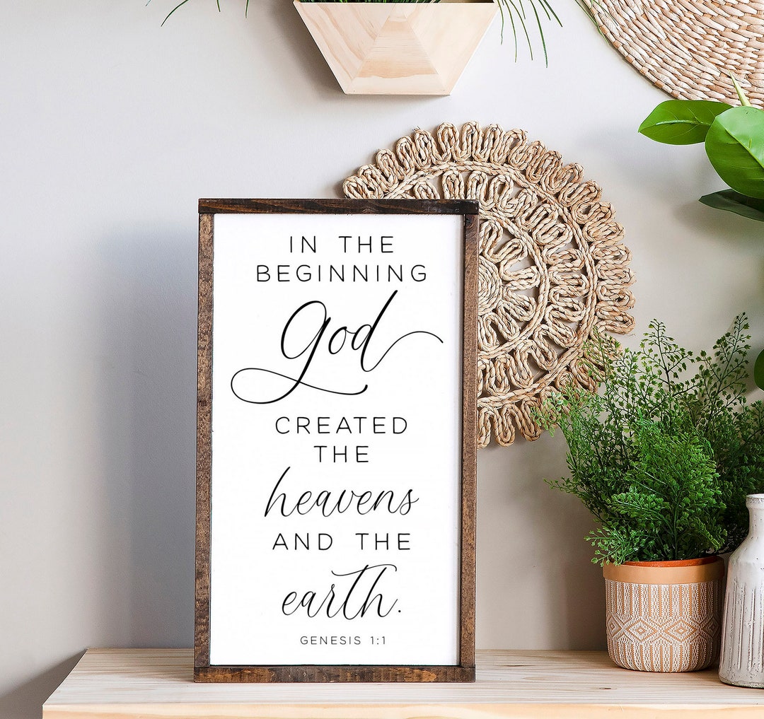Genesis 1:1 Bible Verse Sign, Scripture Wall Art, Christian Wall Art ...