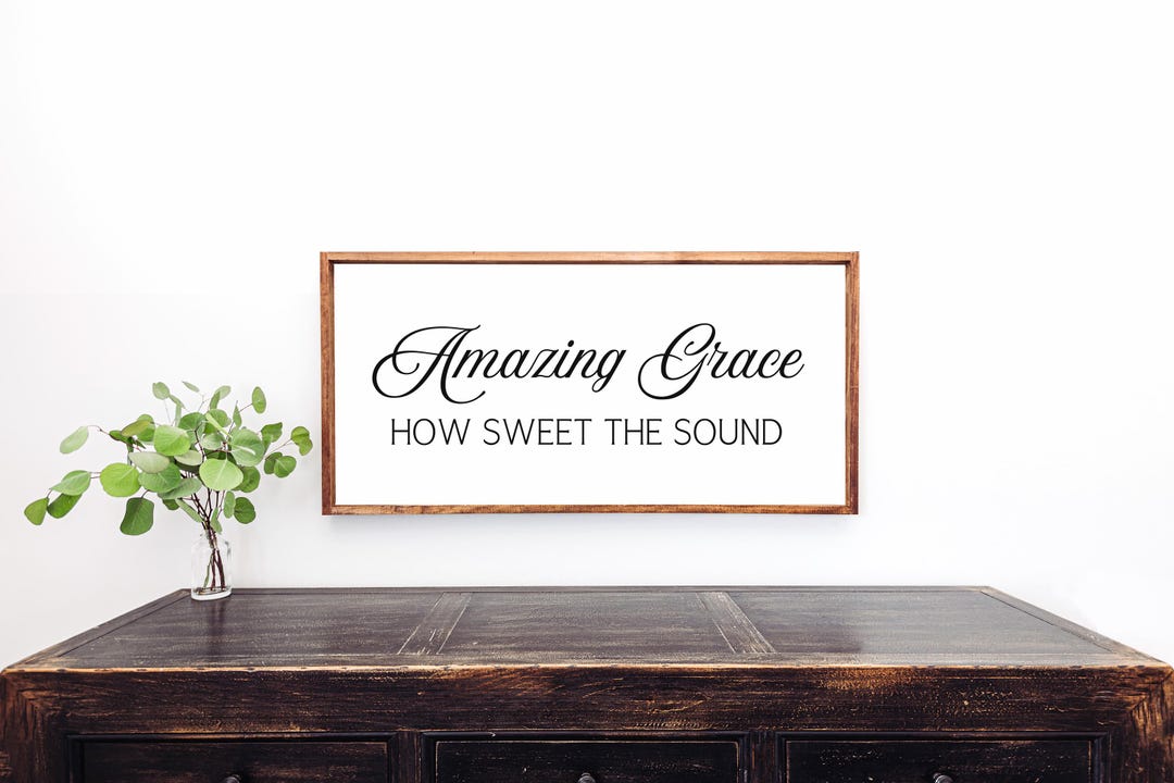 Amazing Grace Sign, Hymn Wall Art, Song Lyric Sign, Christan Wall Decor ...