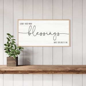 Count Your Blessings Sign, Farmhouse Wall Decor, Canvas Framed Sign ...