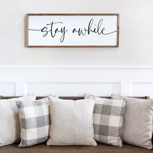 Stay Awhile Sign, Entryway Wall Decor, Guest Bedroom Sign, Wood Sign ...