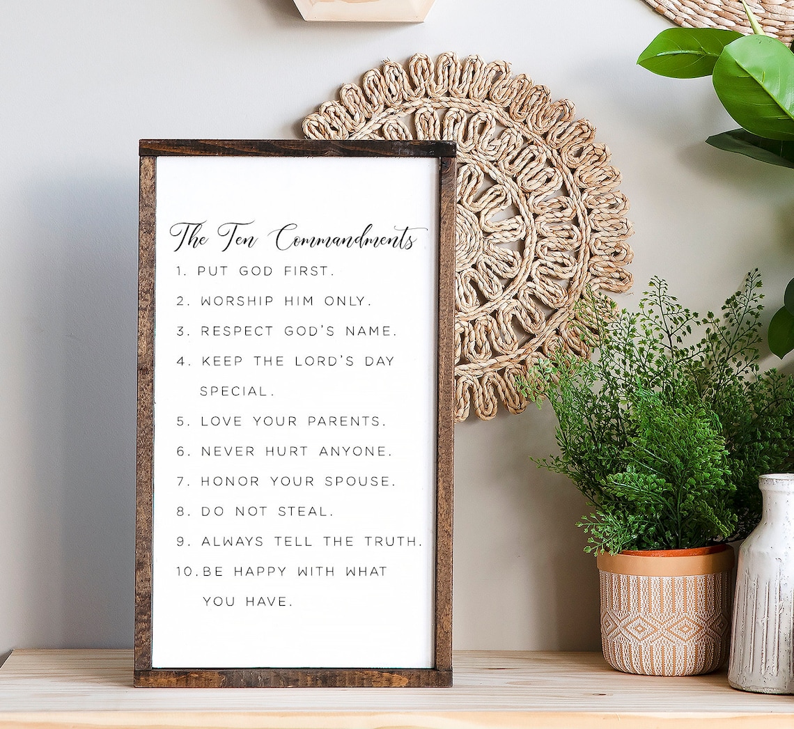 The Ten Commandments Sign Kids Room Wall Decor Commandments - Etsy