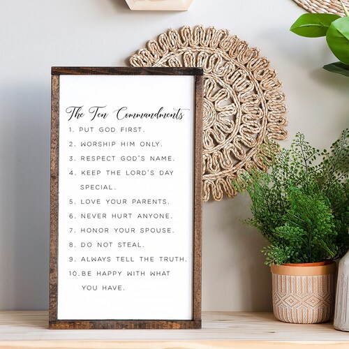 The Ten Commandments Sign Scripture Wood Sign Living Room - Etsy