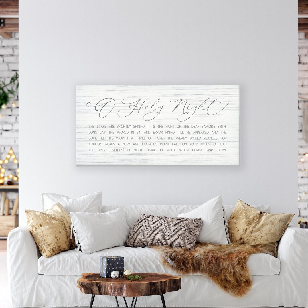 O Holy Night Sign, Christmas Song Sign, Christmas Wall Decor, Nativity ...