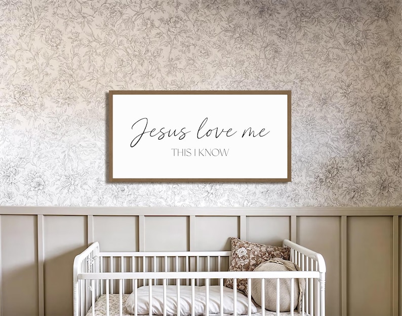 Jesus Loves Me This I Know Wood Sign, Christian Nursery Wall Decor for ...