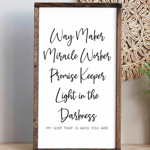 Waymaker Sign, Wood Signs, Inspirational Wall Decor, Way Maker Miracle ...