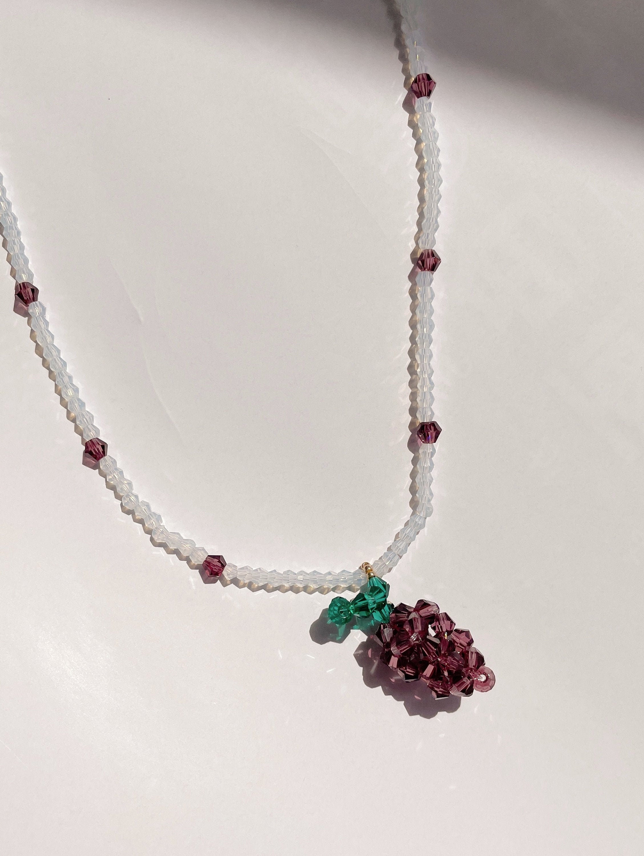 Grape Bead Necklace Fruit Necklace Glass Beaded Grape | Etsy