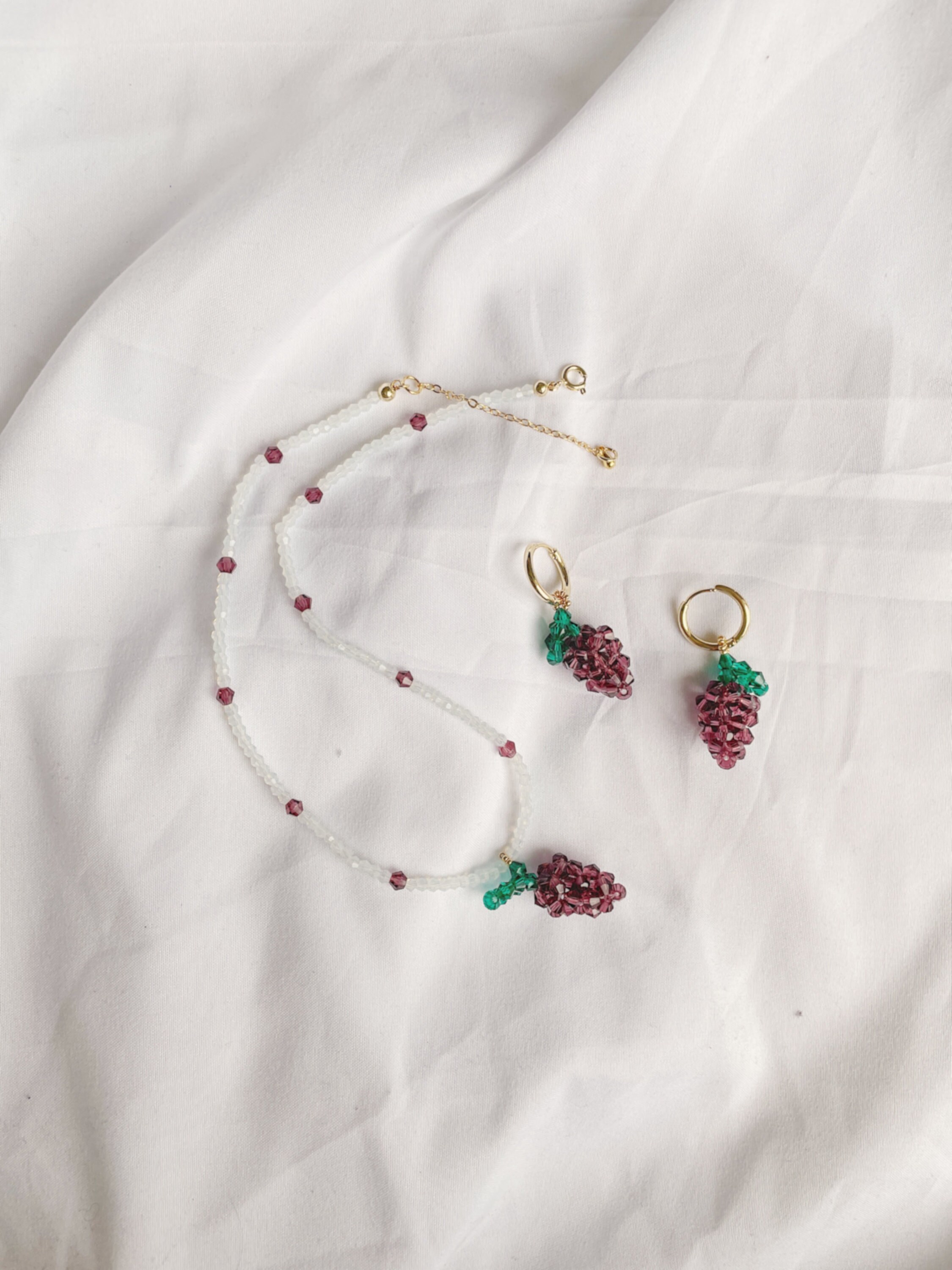 Grape Bead Necklace Fruit Necklace Glass Beaded Grape | Etsy