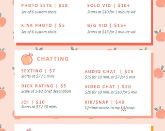 Cam Girl Tip Menu - Etsy