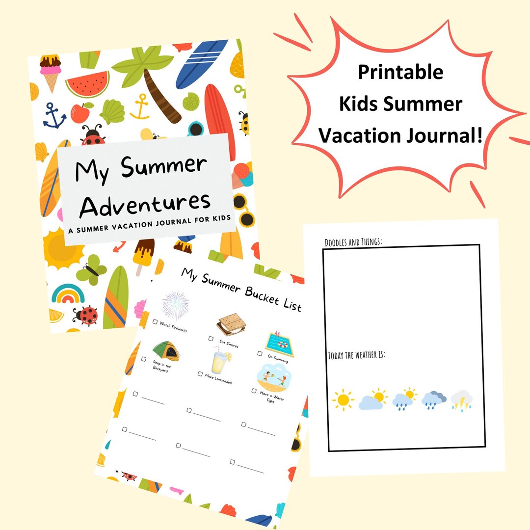 Printable Summer Vacation Journal for Kids - Etsy