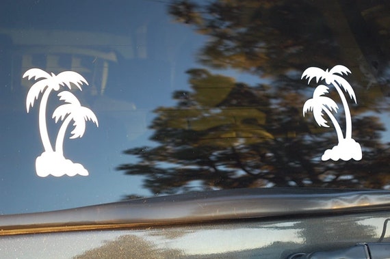 Palm Tree Sticker Vinyl Decal set of 2 Choose Color V13 | Etsy