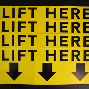 Lift Here Sticker Vinyl Decal (4 Pack!) 10" X 3.75" Safety Sign Indoor ...