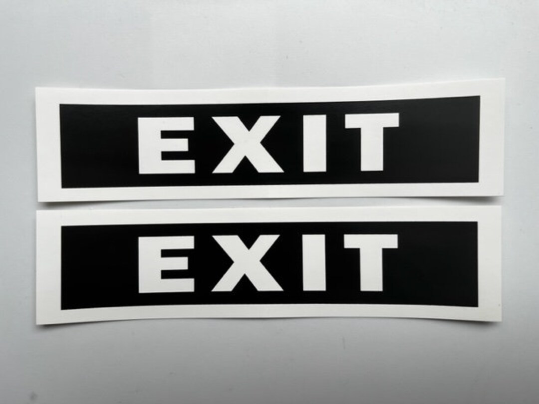 Exit Sticker Vinyl Decal 8" X 2" (2 Pack) Safety Warning Split Back for ...