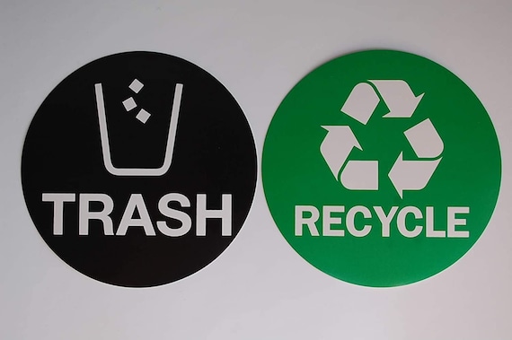 Recycle & Trash Stickers Vinyl Decals 2 Pack 5 | Etsy