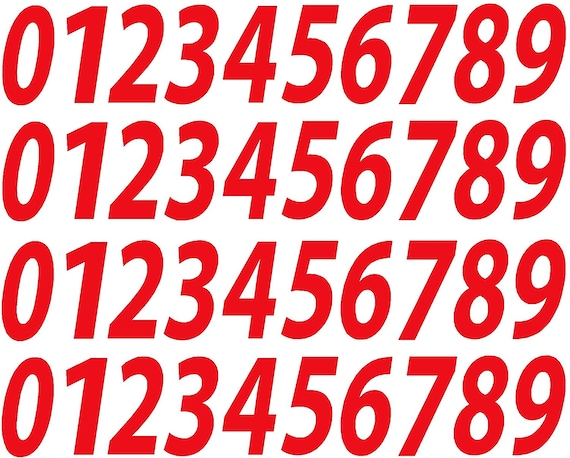 0-9 Numbers Red Vinyl Sticker Decals Set of 40 4 of Each | Etsy